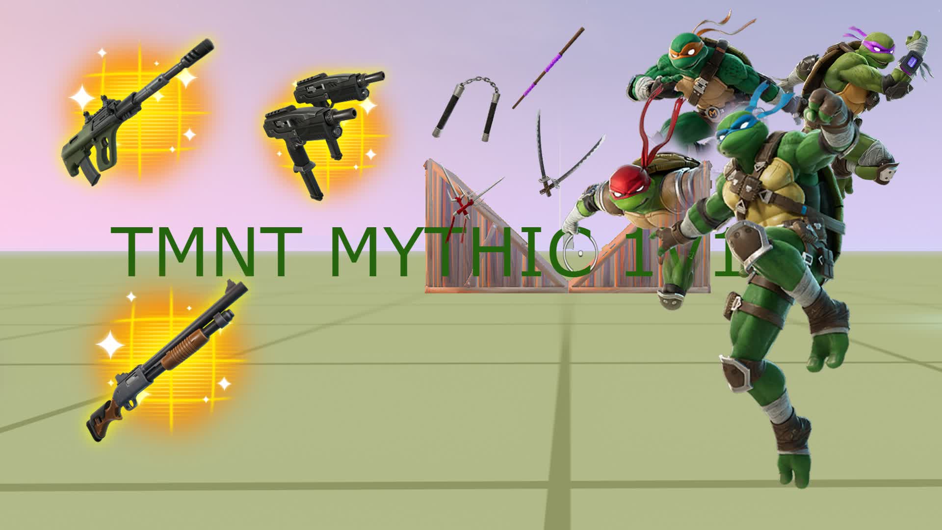 TMNT Mythic 1v1 2832-2033-3319 by wildskully - Fortnite Creative Map Code - Fortnite.GG