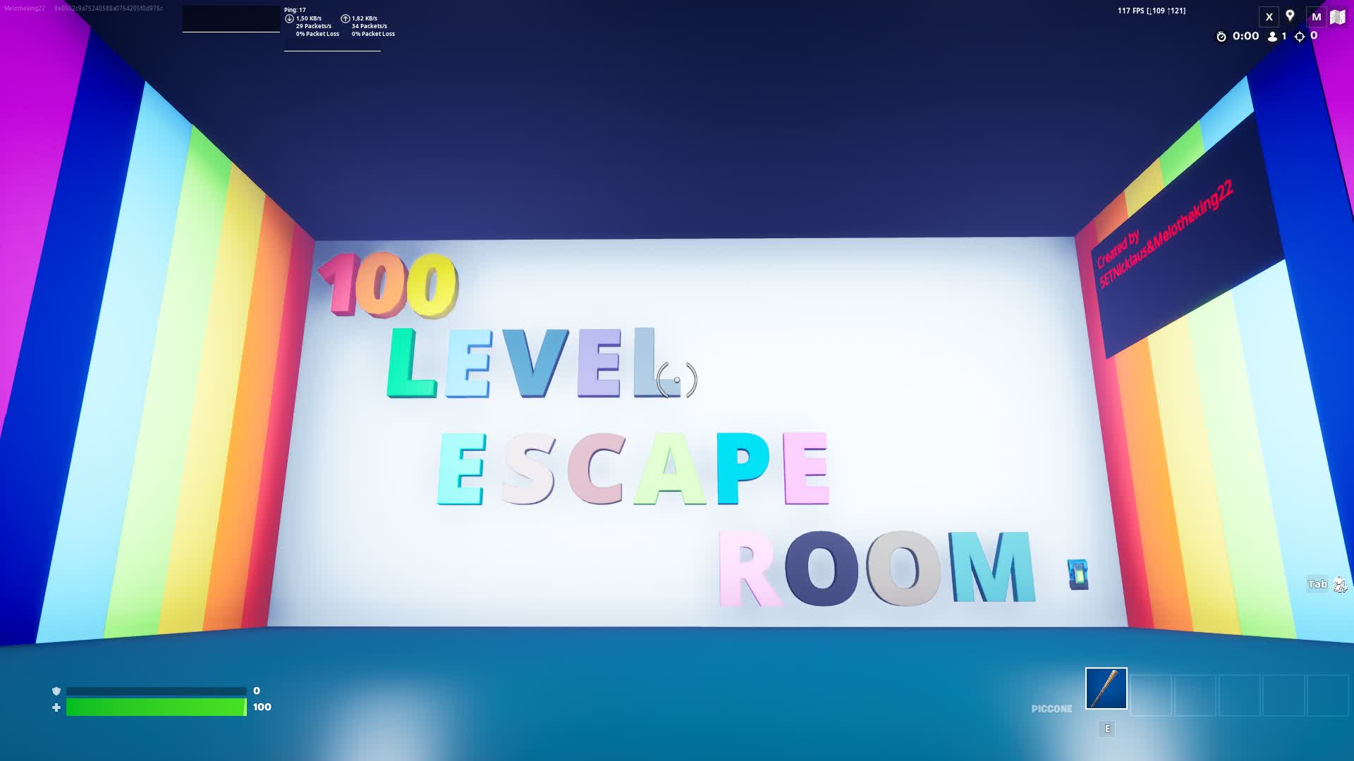 100 LEVEL ESCAPE ROOM 5551-7622-3391 by melo22 - Fortnite Creative Map Code - Fortnite.GG