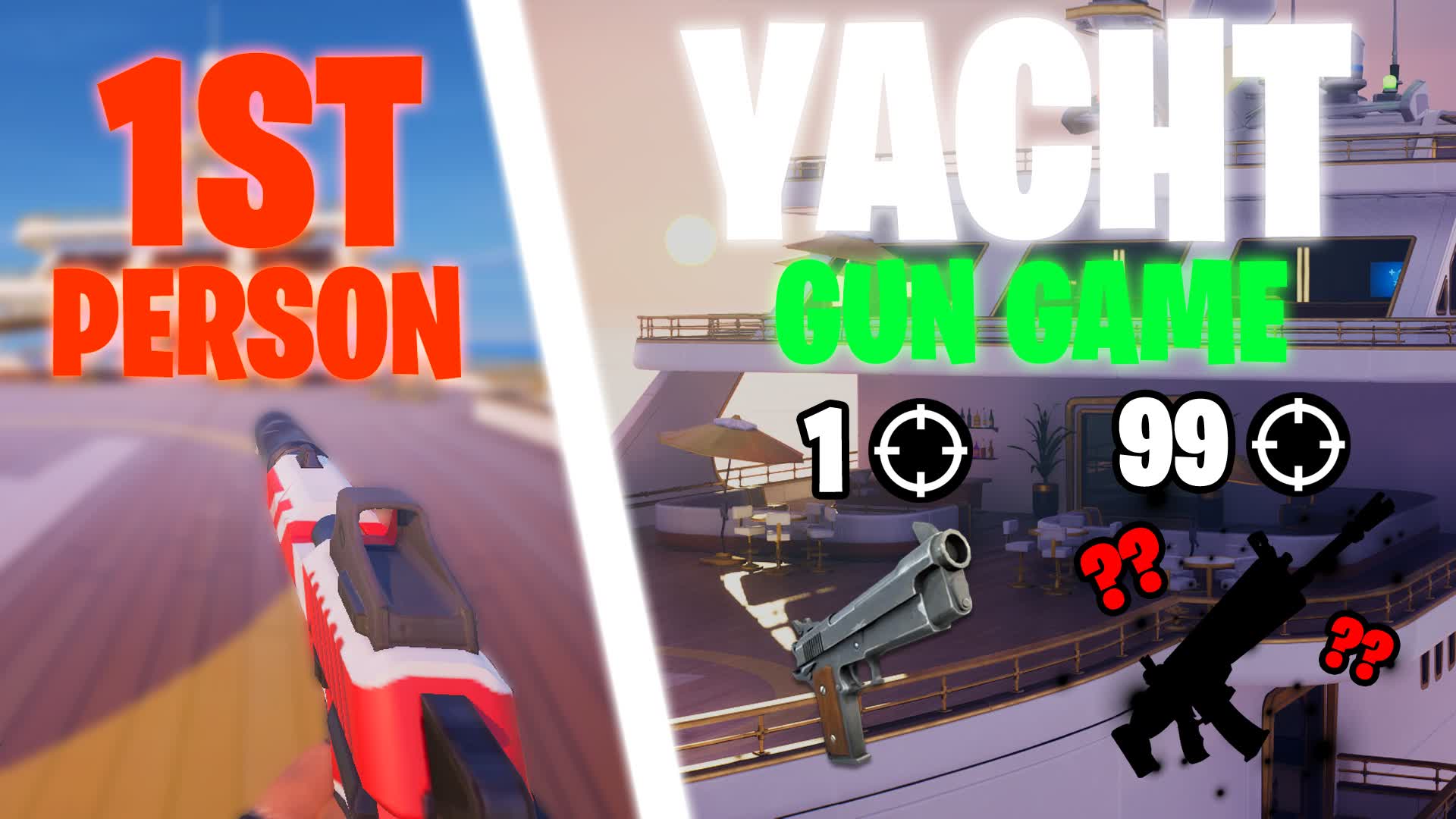 FIRST PERSON GUN GAME YACHT 2583-2163-3801 by rdxy - Fortnite Creative Map Code - Fortnite.GG