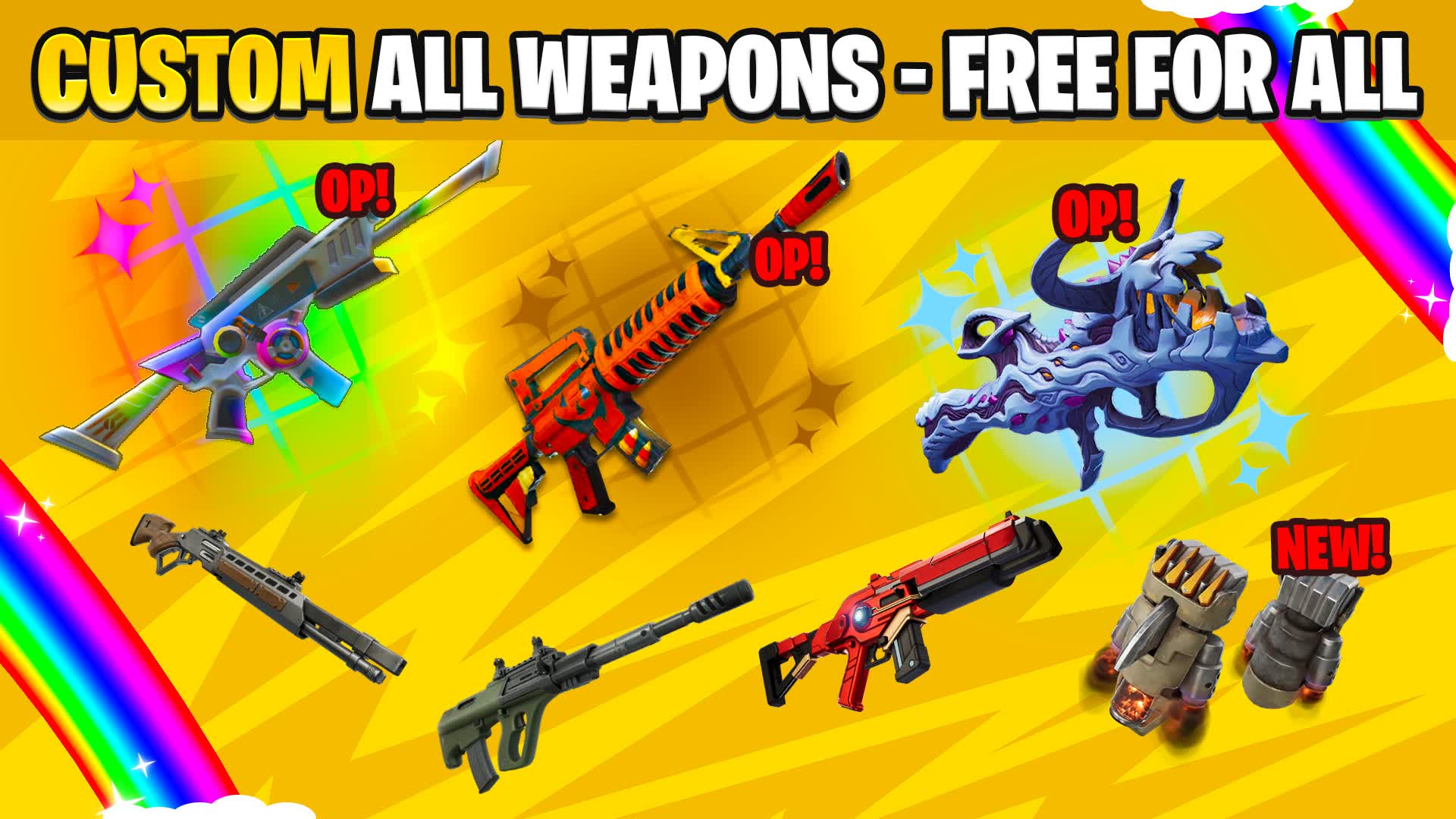 ALL CUSTOM WEAPONS - FREE FOR ALL 7785-1696-1471 by slaystudio - Fortnite Creative Map Code ...