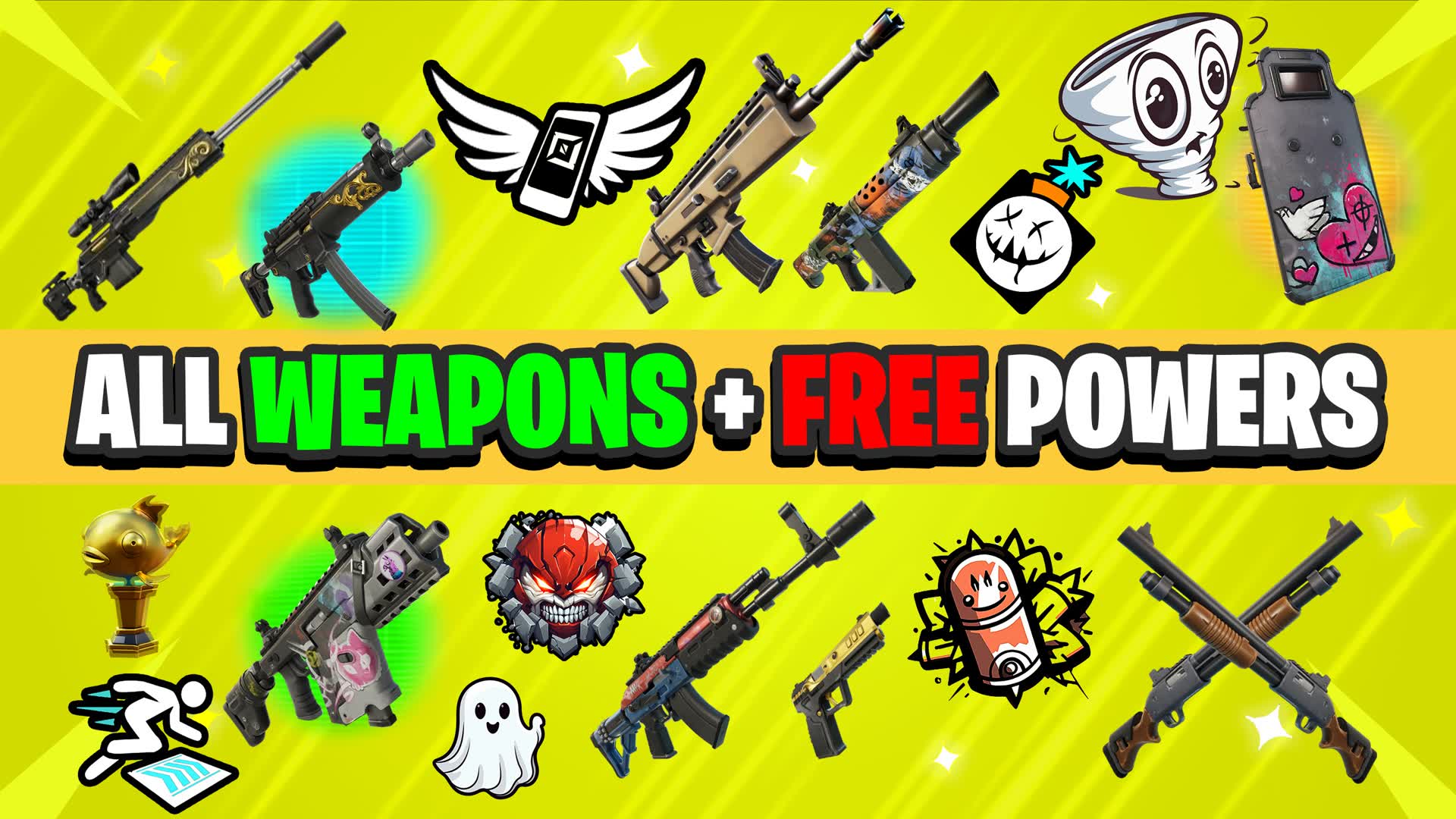 ALL WEAPONS + HEROS POWERS - FLAG 🚩 7248-5566-1099 by post - Fortnite ...
