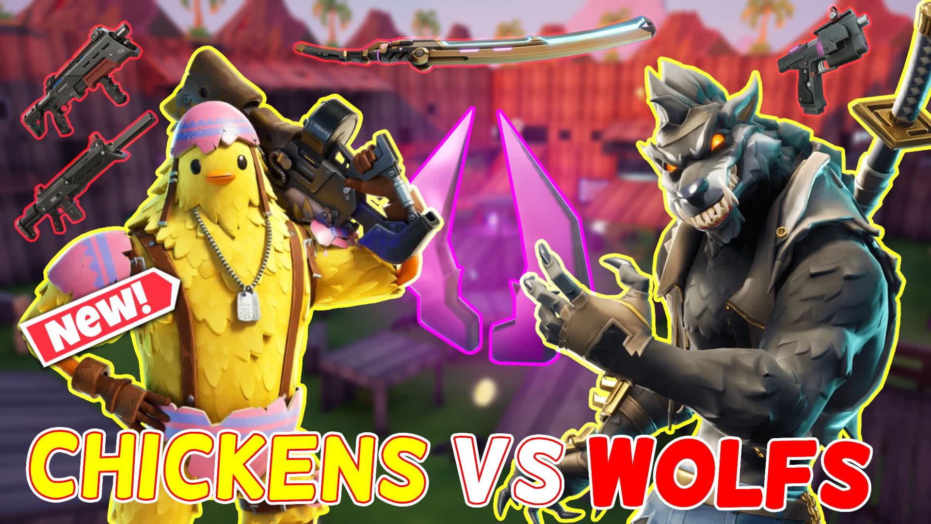 🐔CHICKENS VS WOLFS🐺 الدجاج ضد الذئاب 0626-1092-5749 by obaix - Fortnite ...