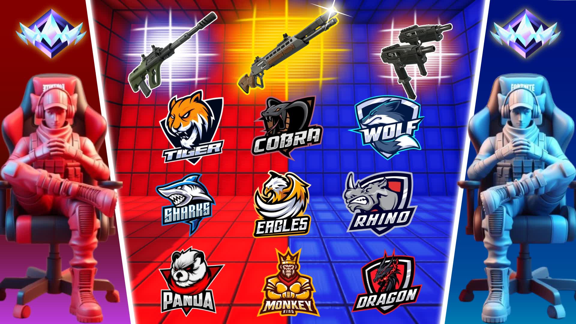 Insanely 🔴 Red vs Blue 🔵 7782-6953-0142 by mge - Fortnite