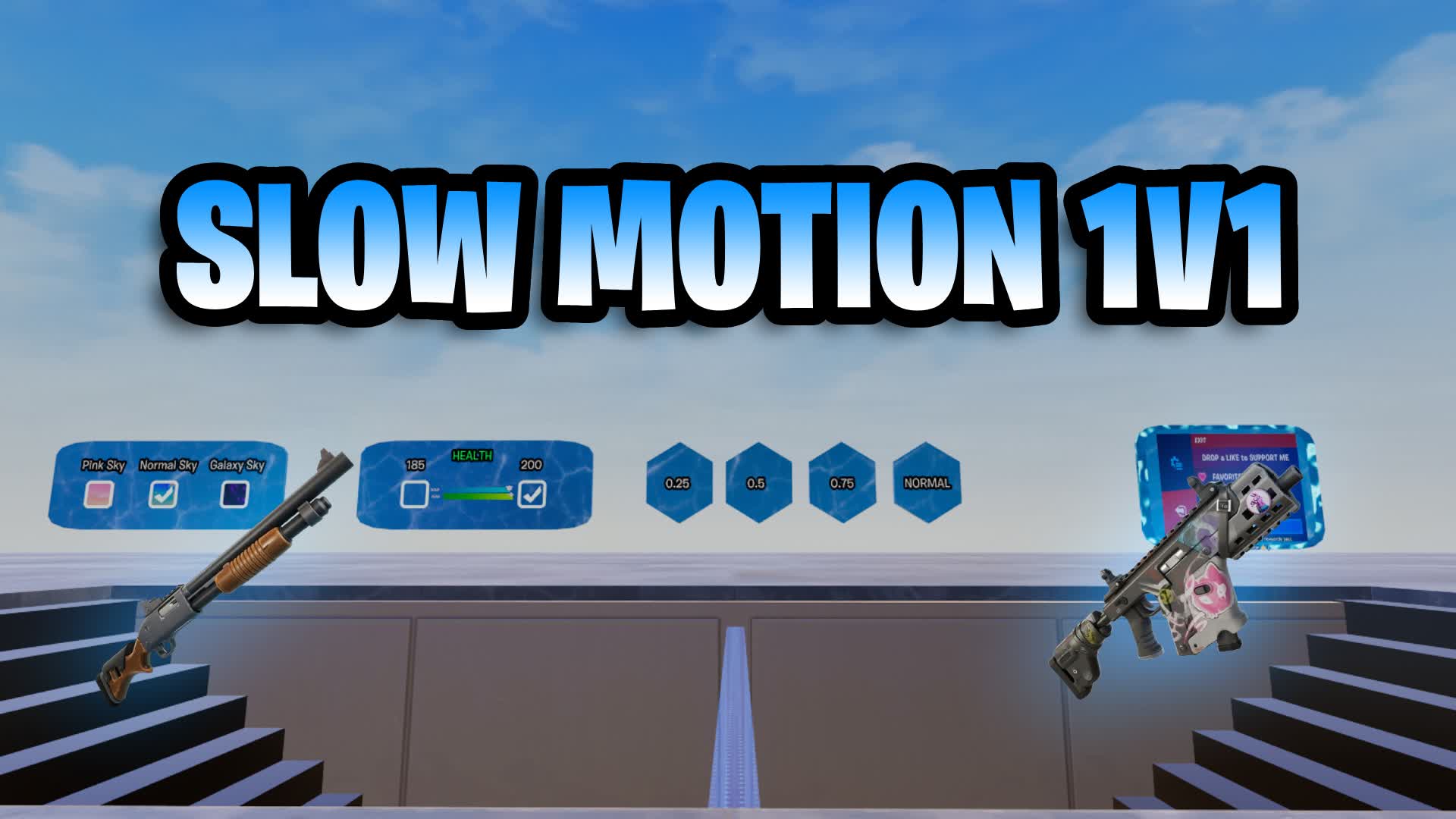 1v1 Slow Motion! 9334-4964-0726 by justsnw - Fortnite Creative Map Code - Fortnite.GG