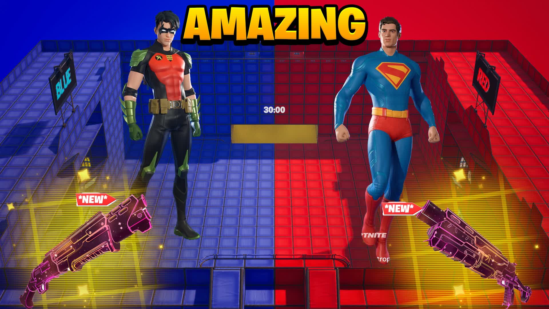 AMAZING RED VS BLUE ROBIN VS SUPERMAN 1567-0400-3233 by spooky23 - Fortnite Creative Map Code ...
