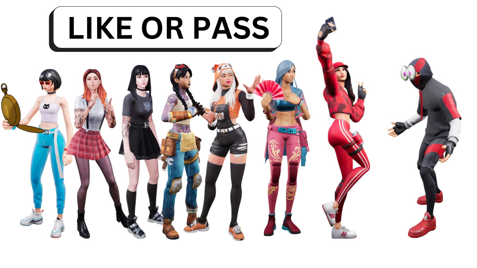 💞 LIKE OR PASS 😒 (ALL SKINS) 7494-1610-2186 by bananamans - Fortnite ...