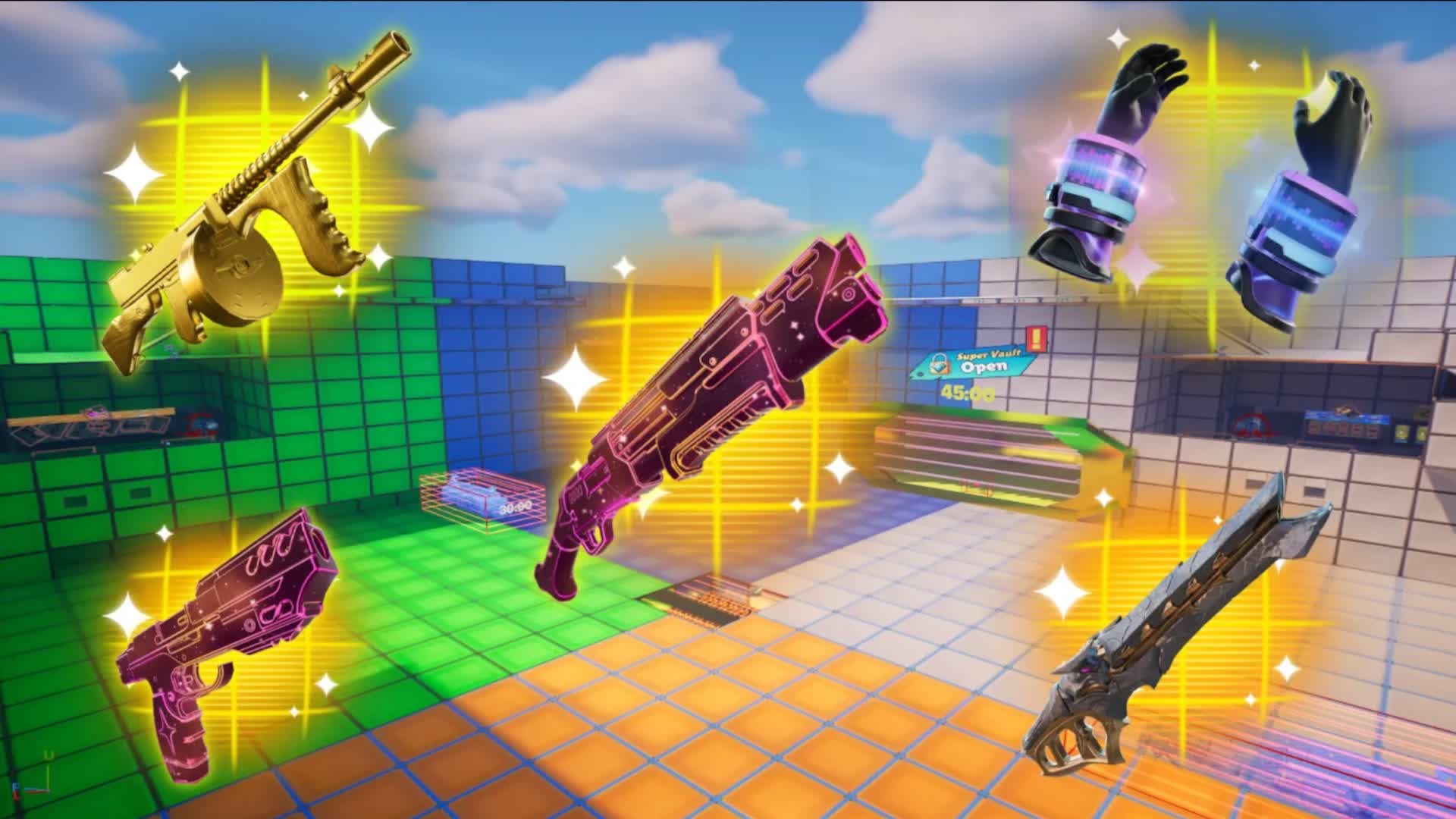 MEGA COLOR BATTLE 🔵🟠⚪🟢 0698-5761-5333 by polish7 - Fortnite Creative Map Code - Fortnite.GG
