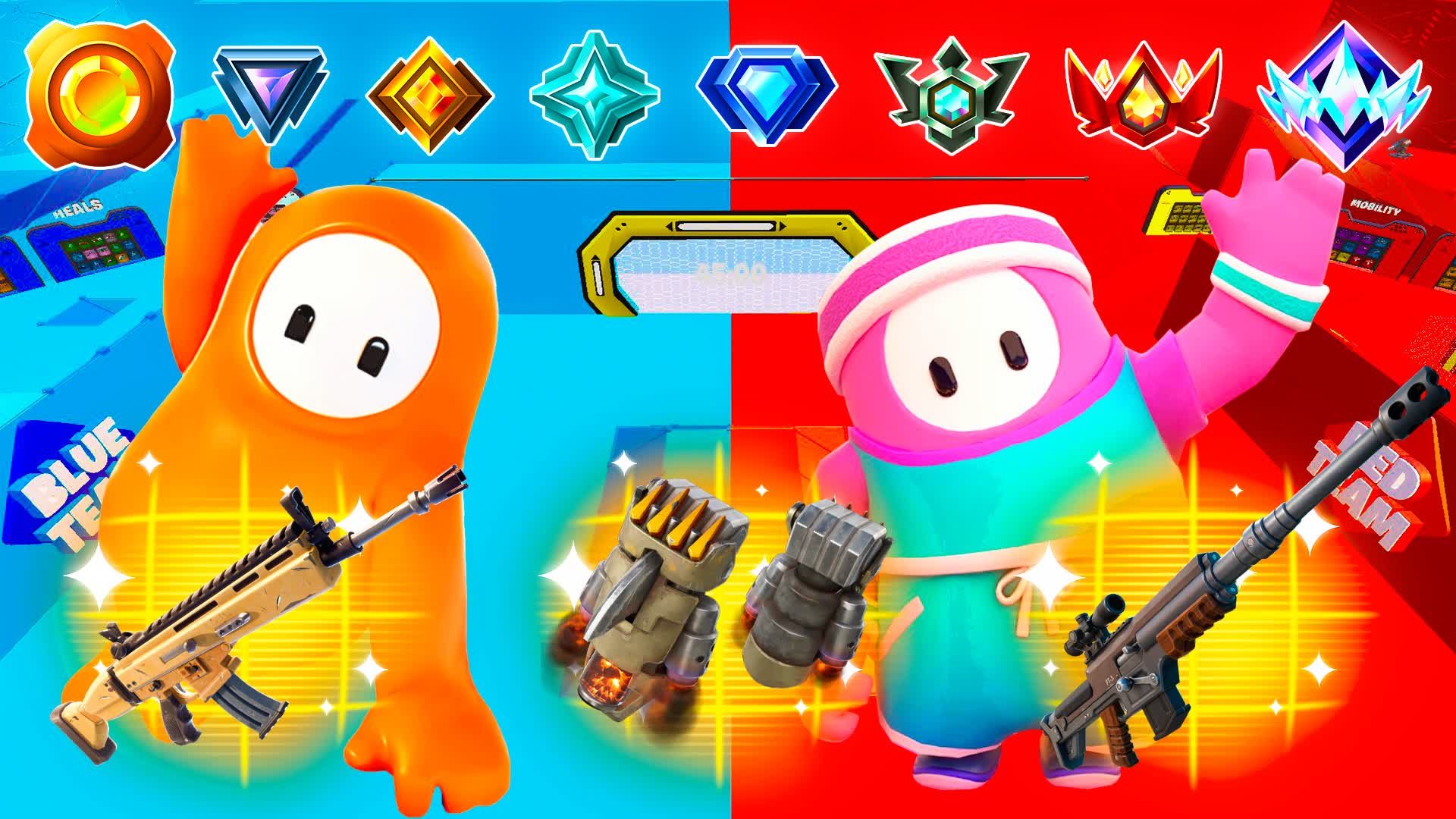 Funny Fall Guys Red Vs Blue 🔴🔵 3949-3413-2356 by size - Fortnite ...