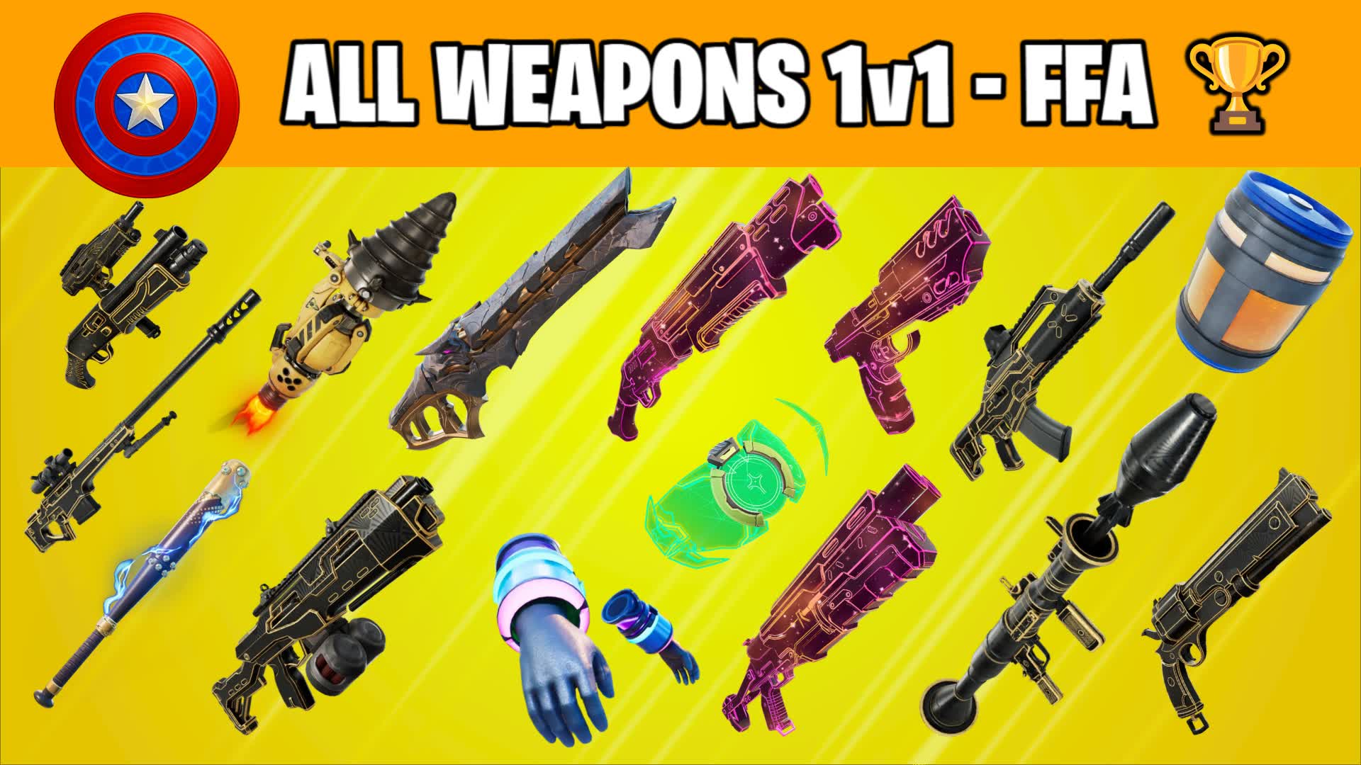 ALL WEAPONS 1v1 - FFA 9685-2569-1573 by celifn - Fortnite Creative Map Code - Fortnite.GG
