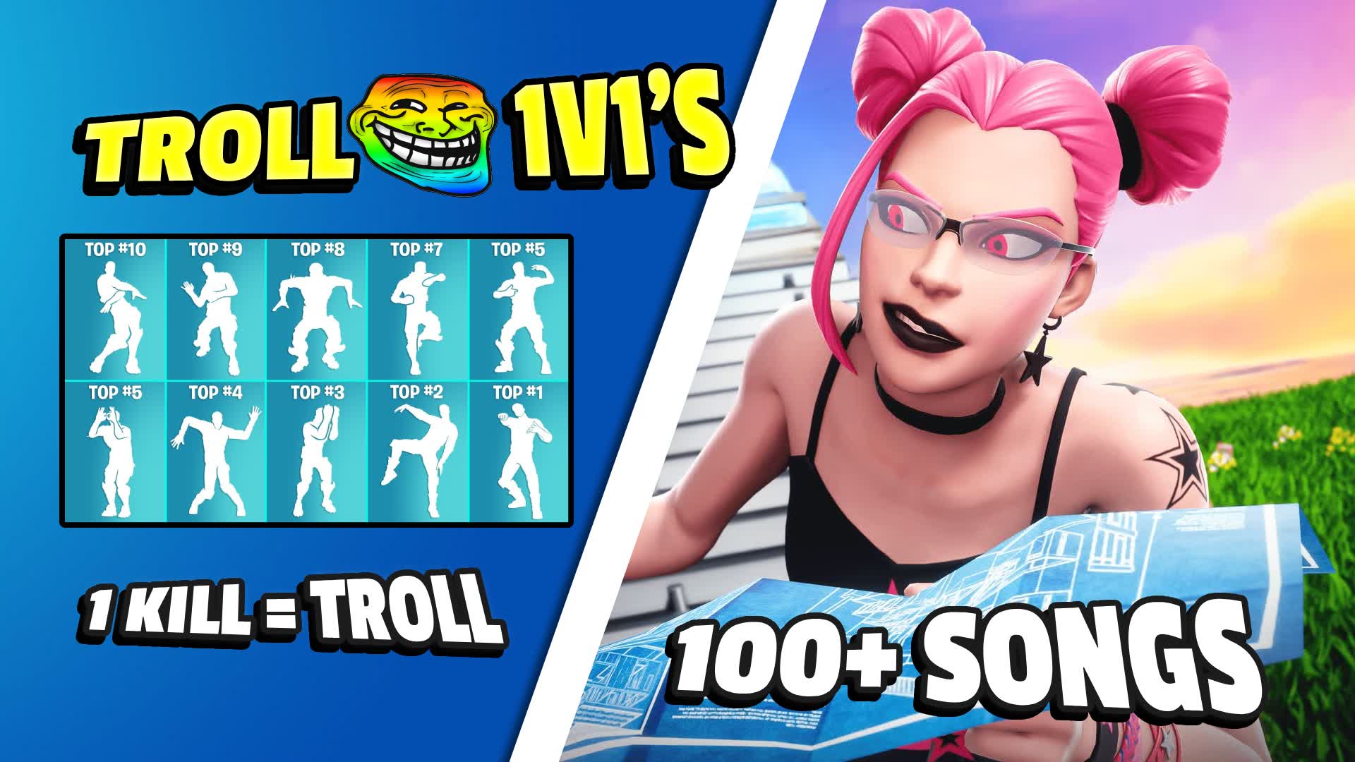 🤣TROLL 1V1 [100+SONGS] 2489-4489-7062 by 800vbucks - Fortnite Creative Map Code - Fortnite.GG