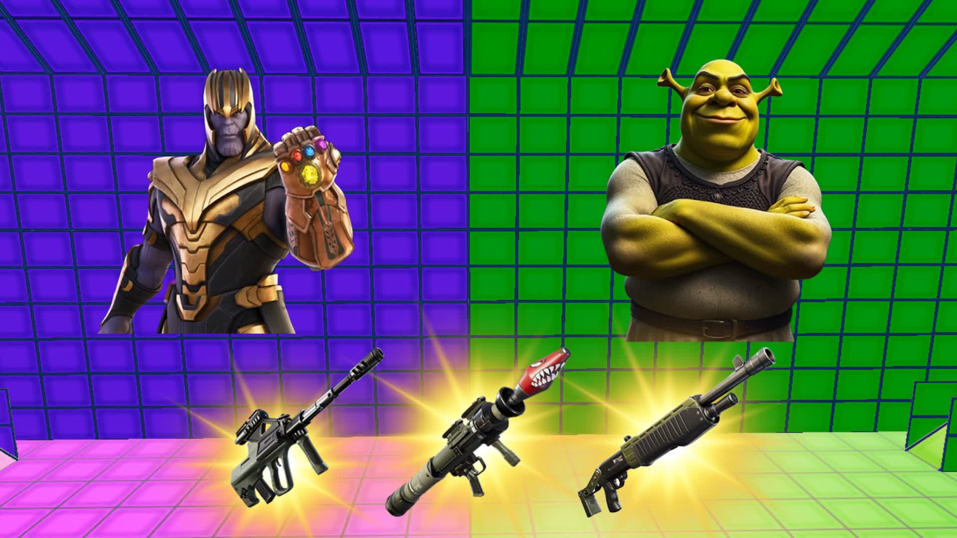 GREEN VS PURPLE SHREK VS THANOS (Builds) 0214-9121-3517 by hoopinnn ...
