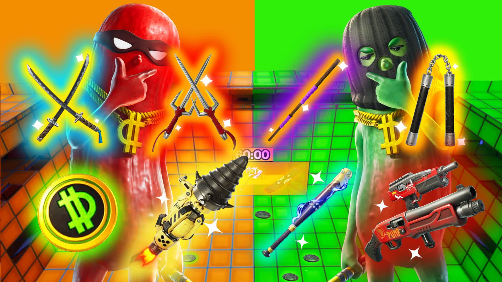 TMNT ⭐ ALL WEAPONS RED VS BLUE 🔴🔵 9422-2269-7185 by gameext - Fortnite ...